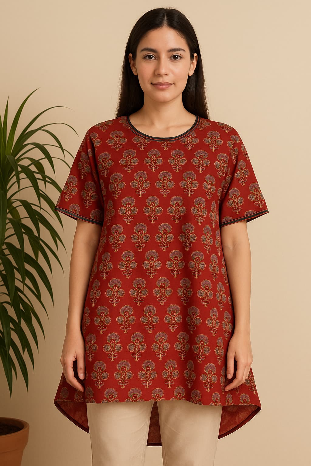 uNidraa | Olive Green Asymmetric Cotton Tunic