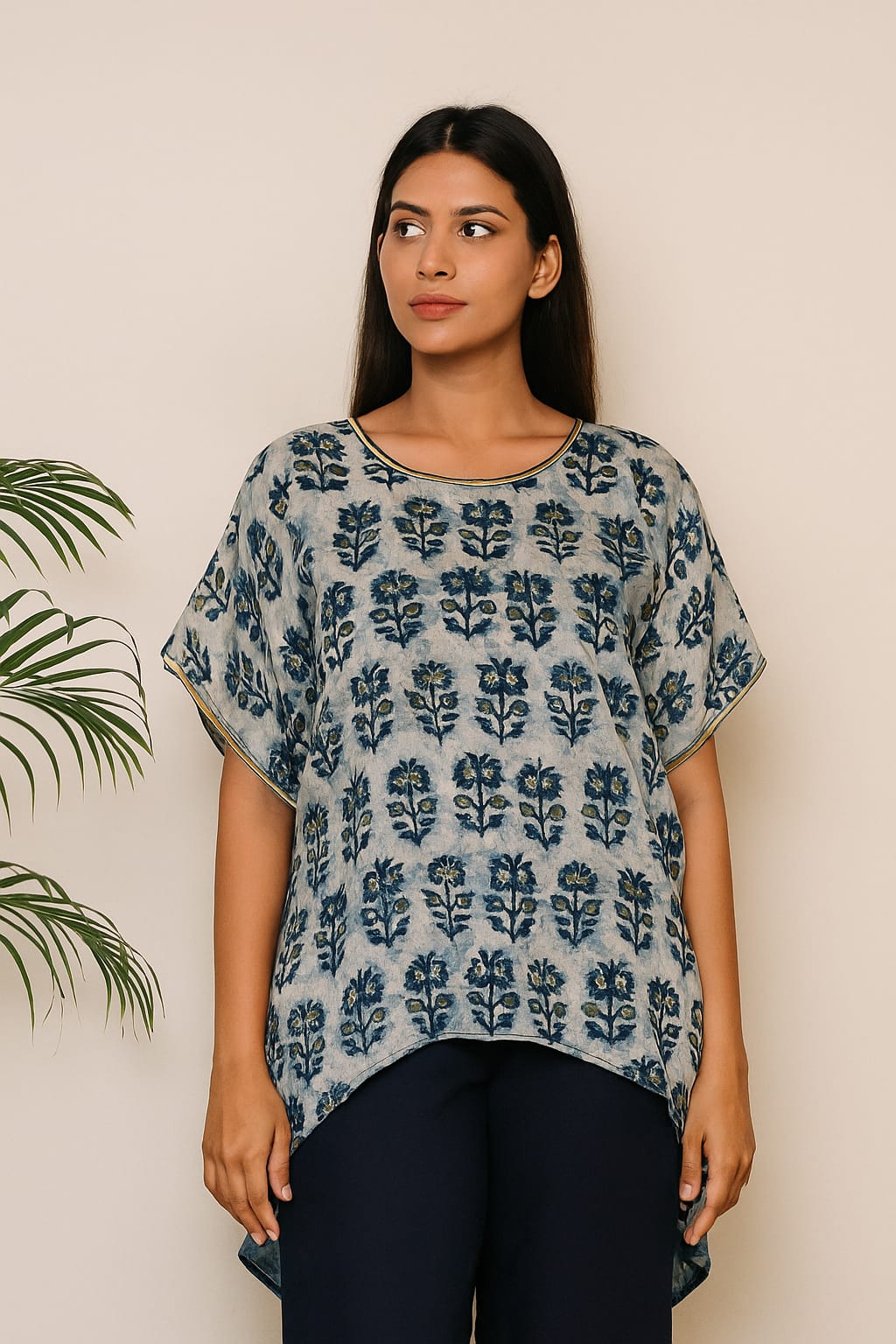 uNidraa | Olive Green Asymmetric Cotton Tunic