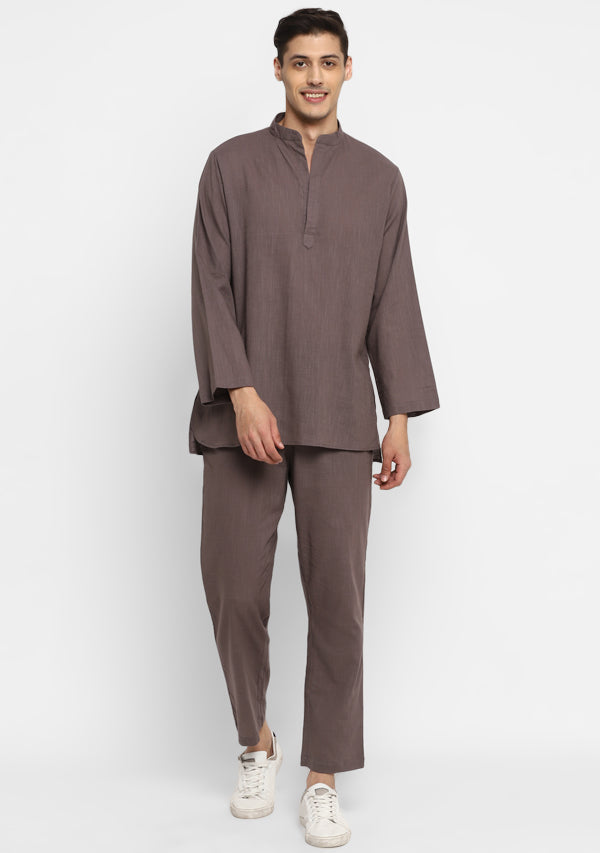 uNidraa | Grey Cotton Shirt and Pyjamas For Men