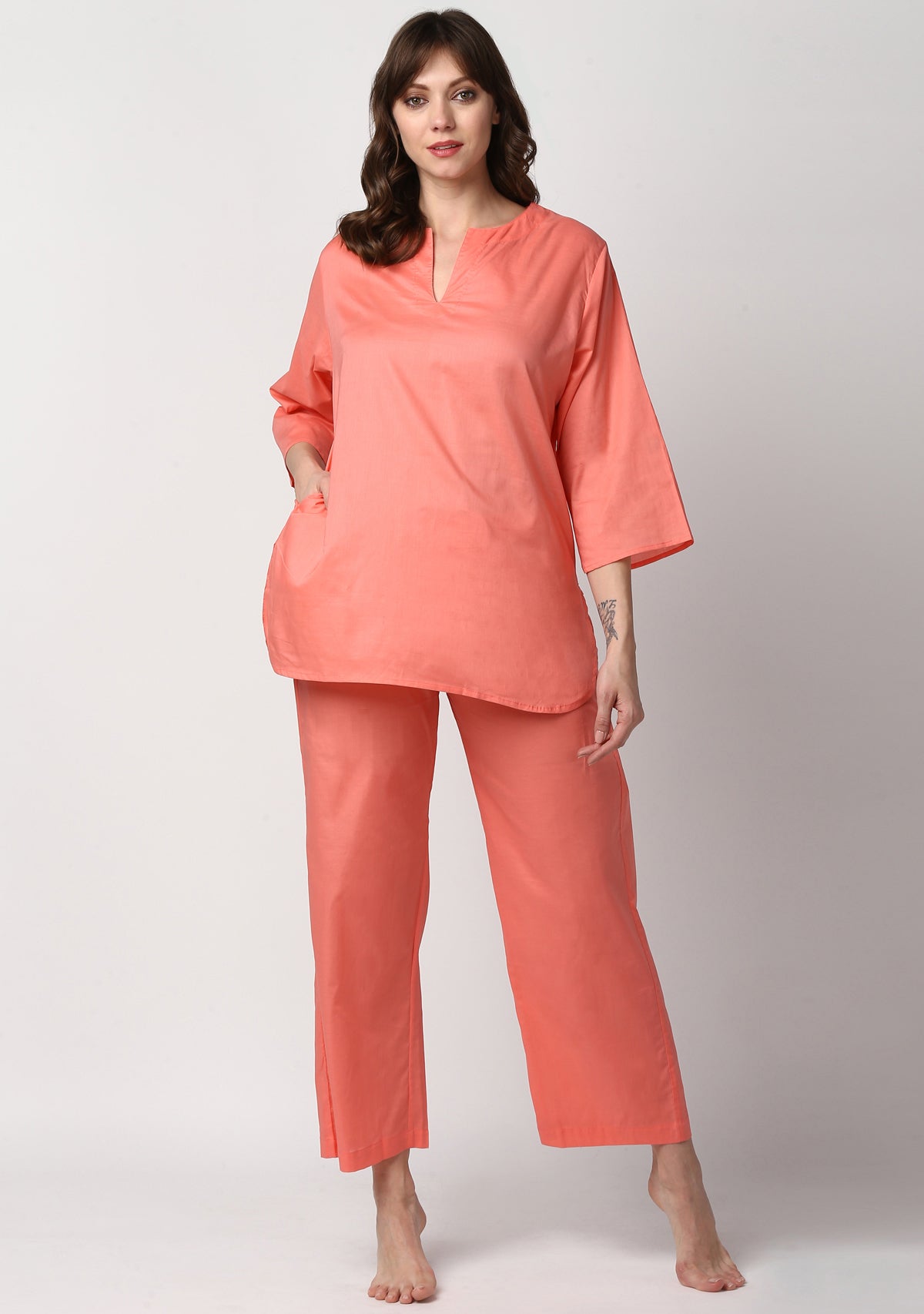 uNidraa | Peach Cotton Night Suit